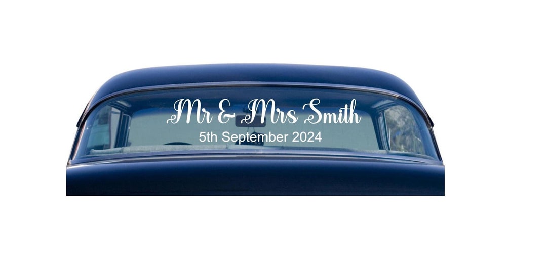 Custom Wedding Car Decal, Just Married Sticker, Personalised Wedding ...