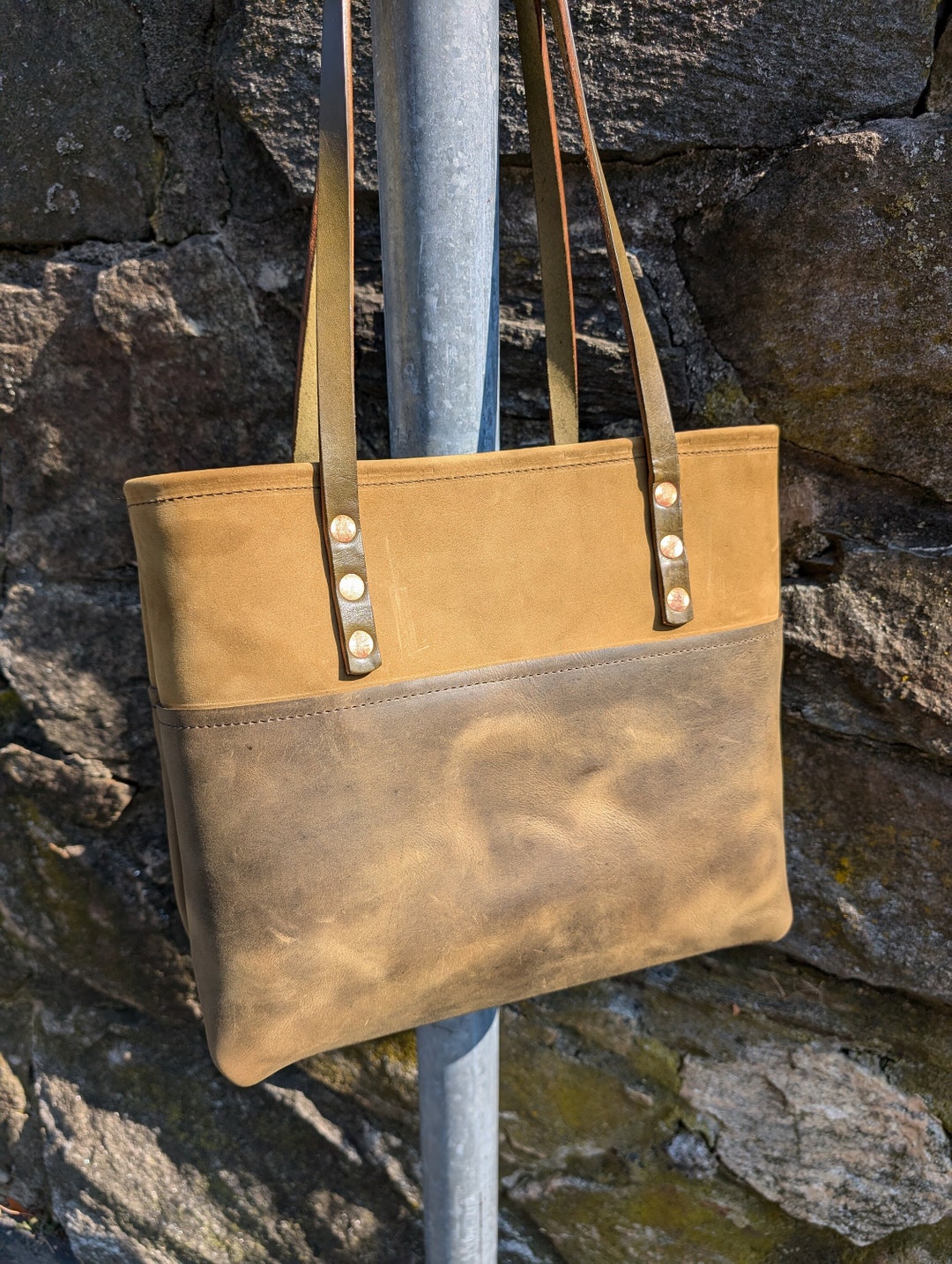 MEDIUM Green Two-tone Dark Olive Crazyhorse and Light Olive Buffed ...