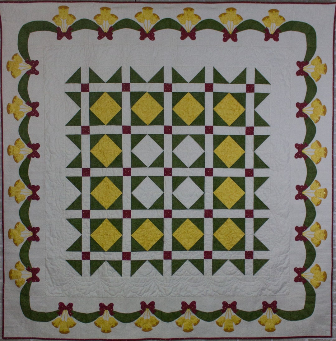 Jingle Bells Quilt Pattern: Christmas Applique Swag Border (print ...