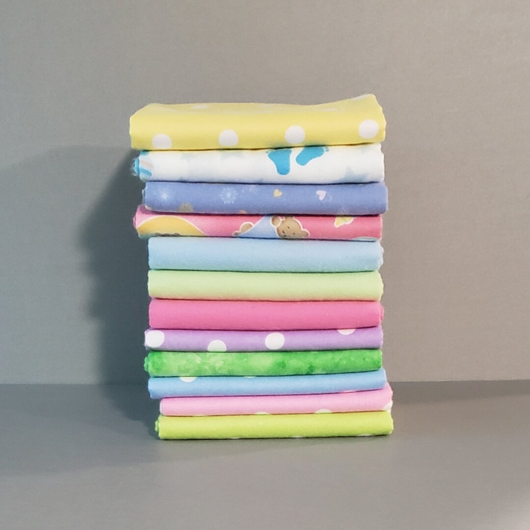 12 Fat Quarter Bundle - Pastel Flannel Solids, Dots and Baby Prints - Etsy