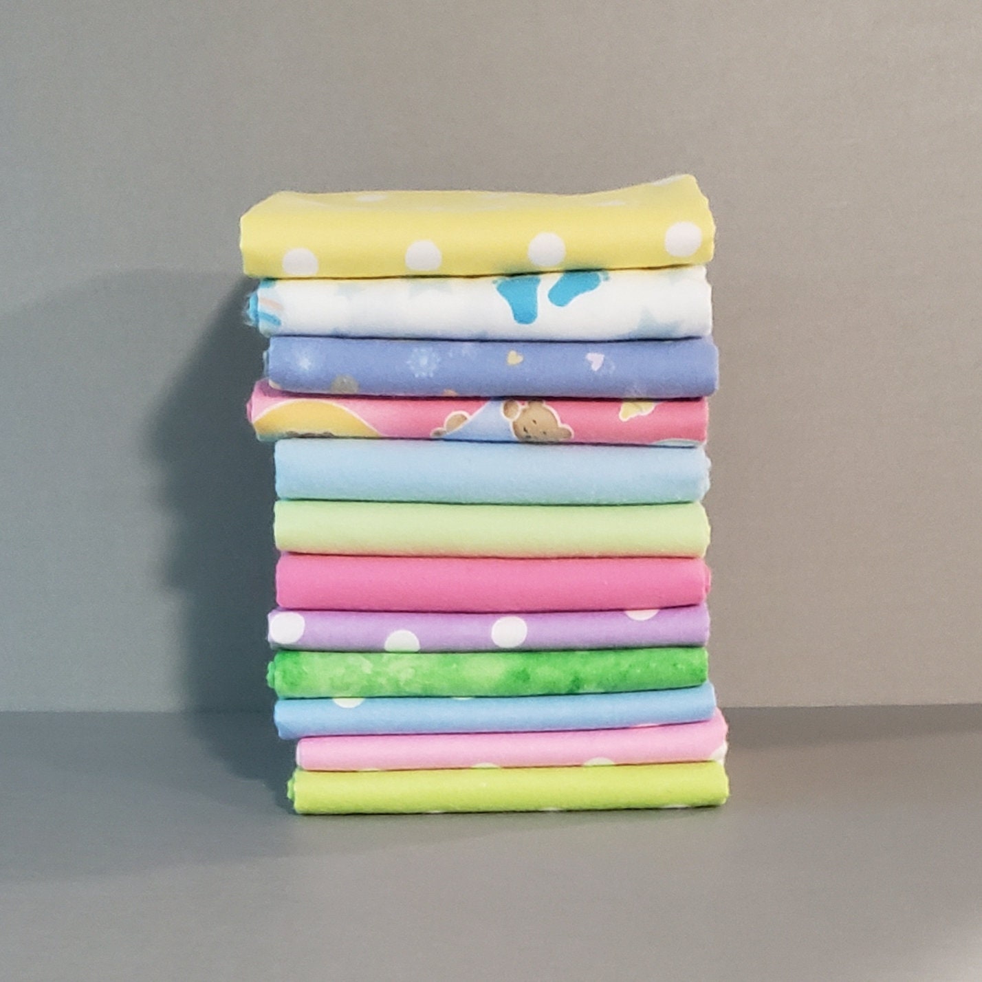 12 Fat Quarter Bundle Pastel Flannel Solids, Dots and Baby Prints - Etsy