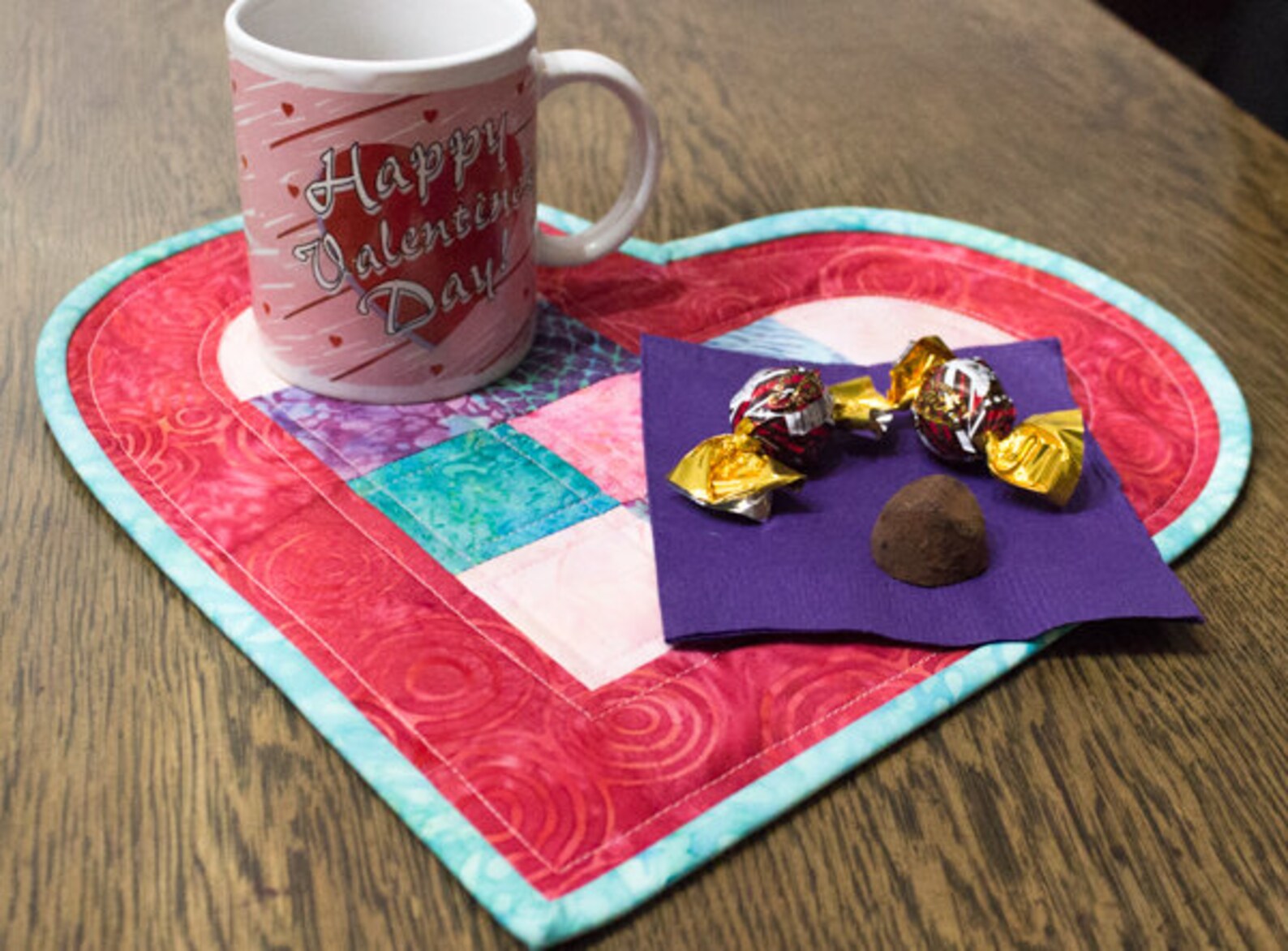 Happy Heart Mug Rug Quilt Pattern PDF Digital Download Valentines Gift ...