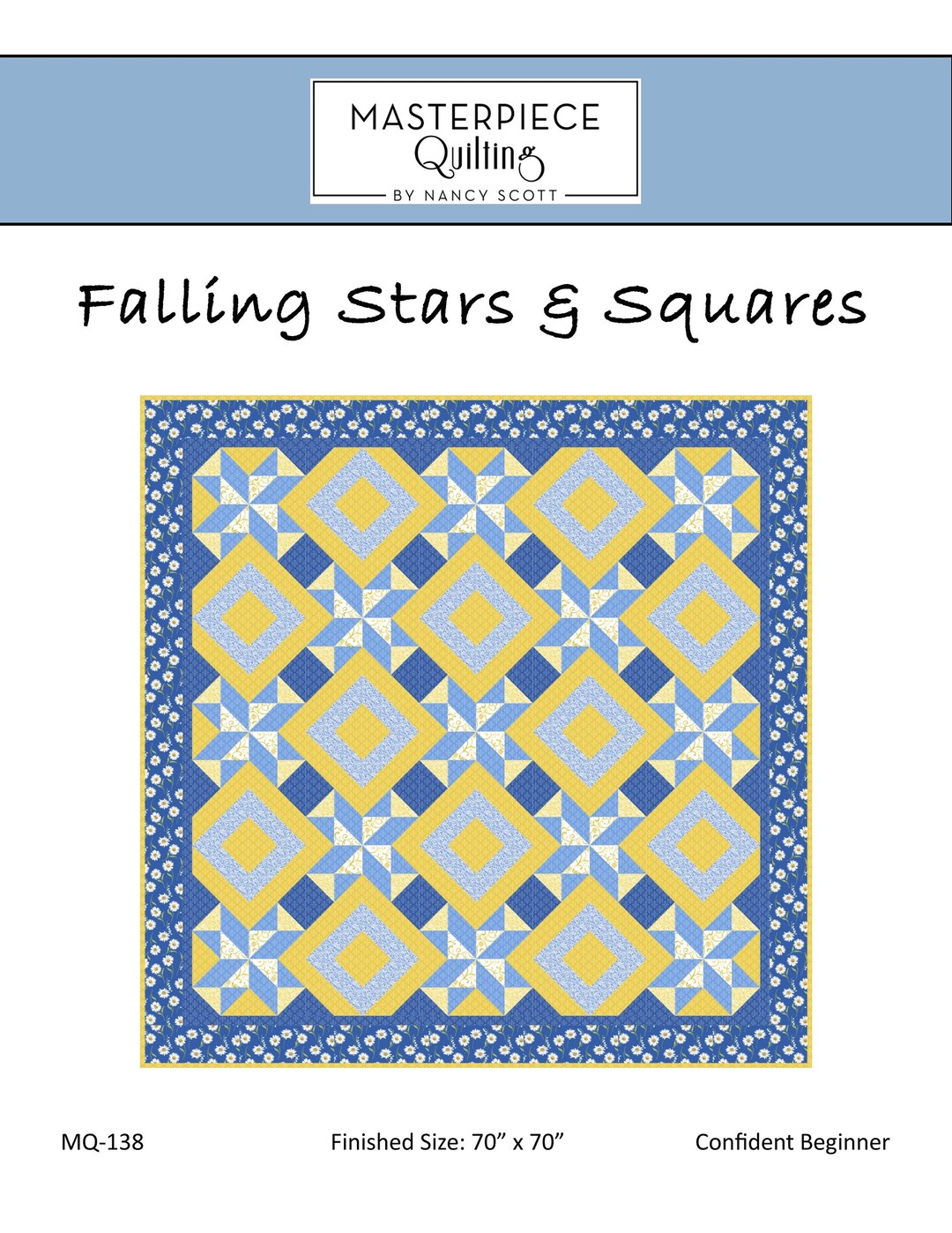 Falling Stars & Squares Quilt Pattern PDF Digital Download Blue Yellow ...