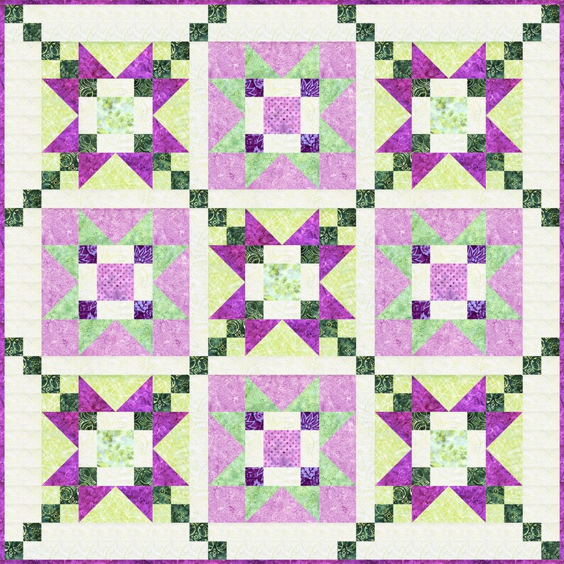 Tulip Stars Printed Quilt Pattern Spring Home Decor - Etsy