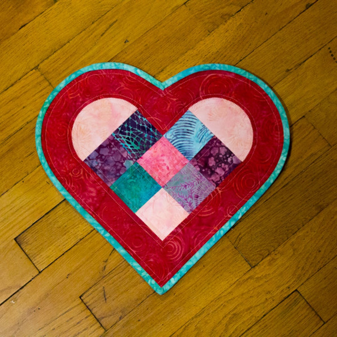 Happy Heart Mug Rug Quilt Pattern PDF Digital Download Valentines Gift ...