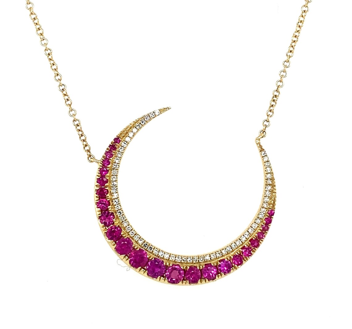 Crescent Moon Ruby Necklace - Etsy