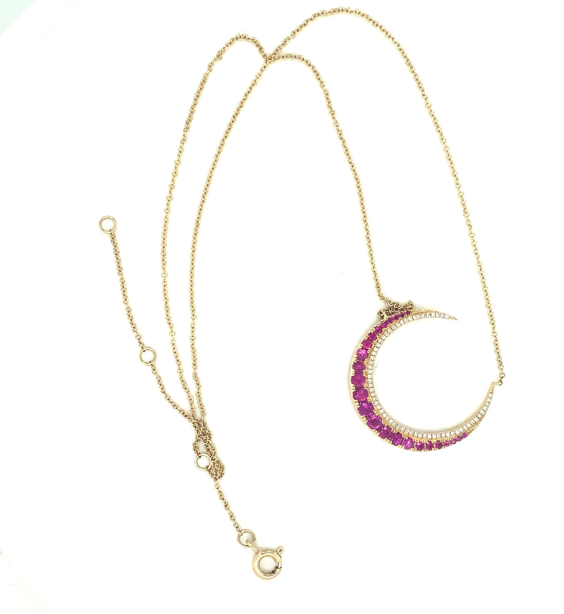 Crescent Moon Ruby Necklace - Etsy
