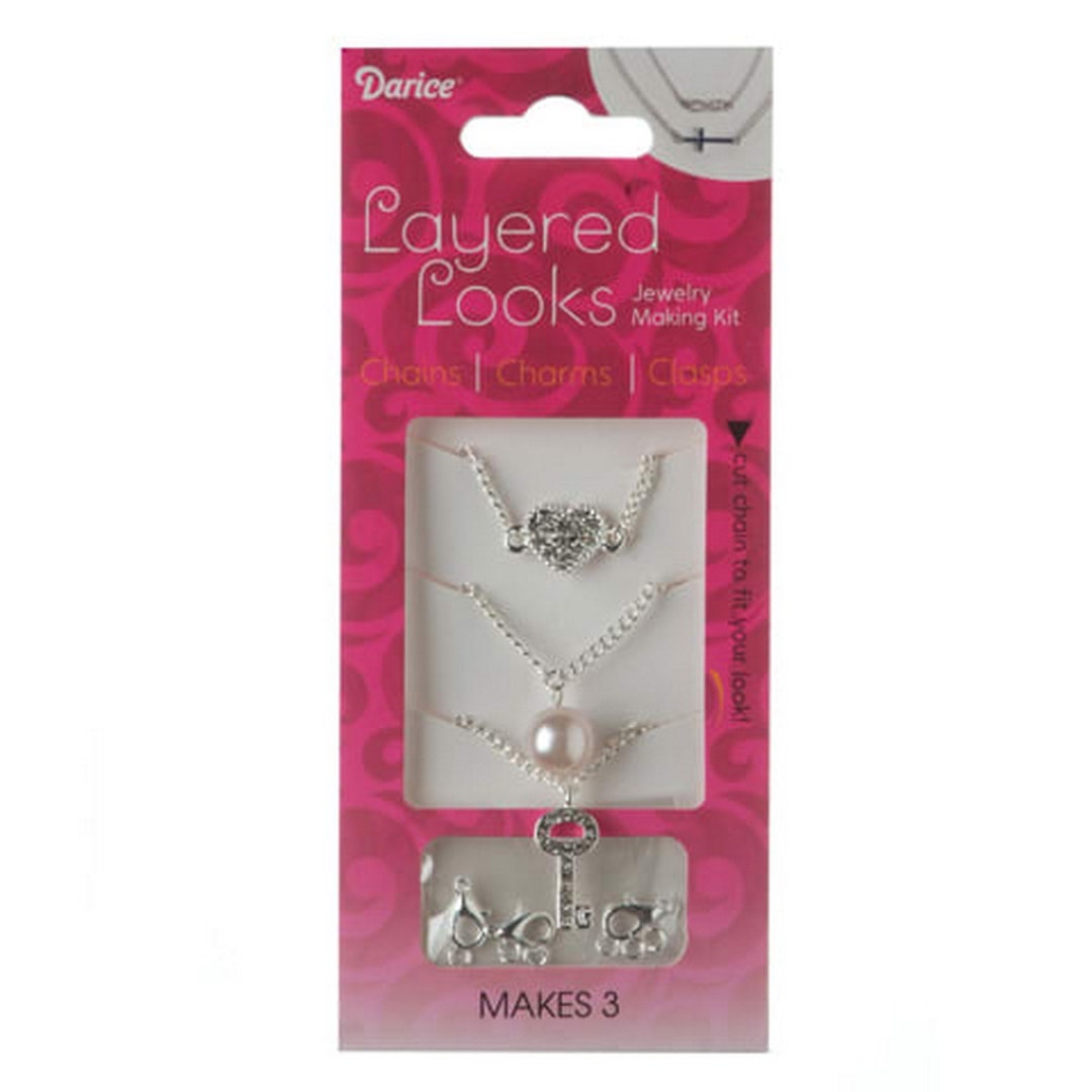 Darice Layered Looks Jewelry Making Kit - Key to My Heart Kit - Makes 3 ...