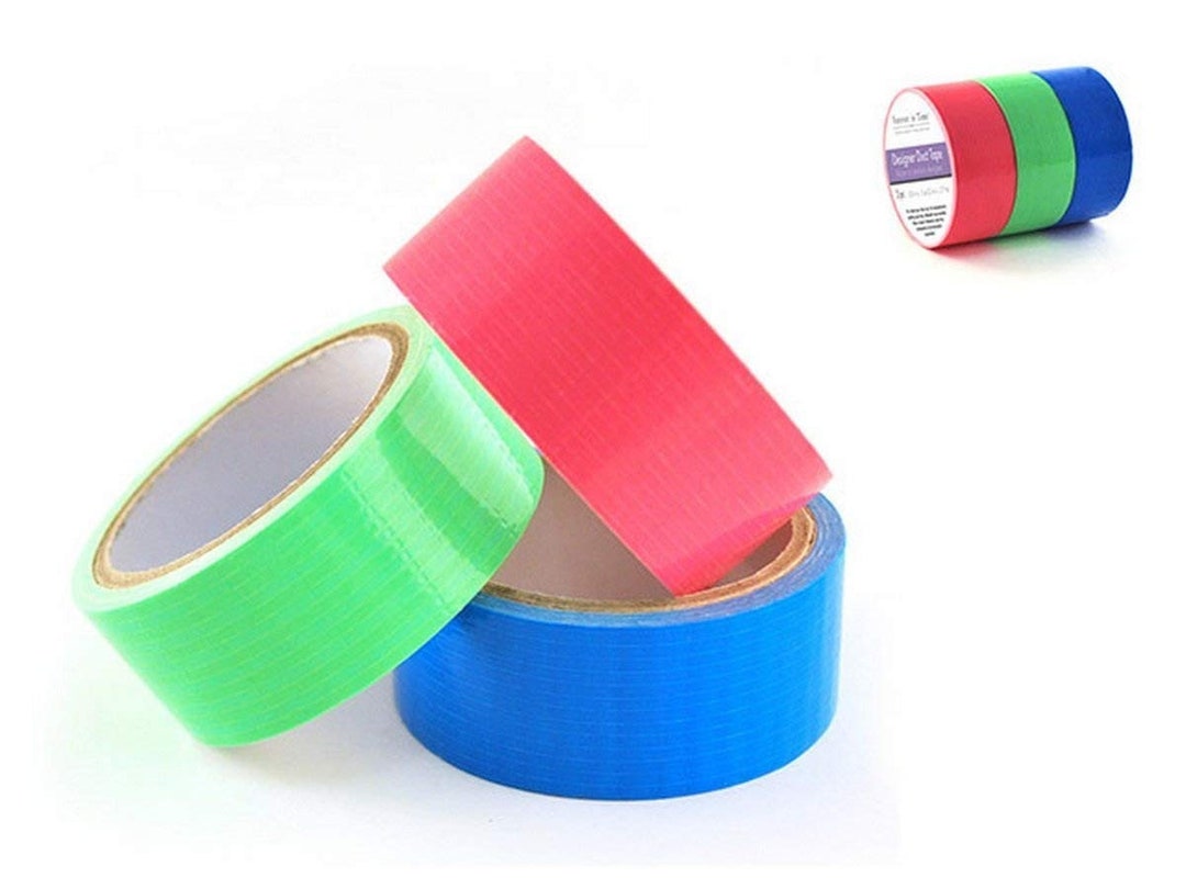 Designer Duct Tape 3 Rolls per Pack in Neon Green, Pink, and Blue - 0.8 ...
