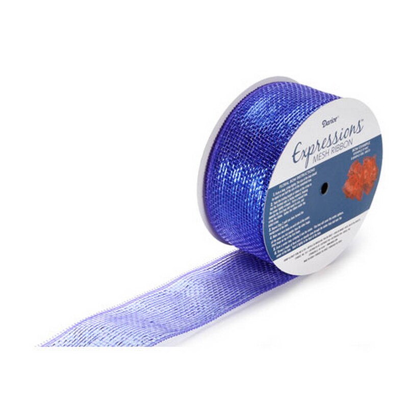 Darice Expressions Mesh Ribbon - Metallic - Royal Blue - 2-1/2 Inches X ...