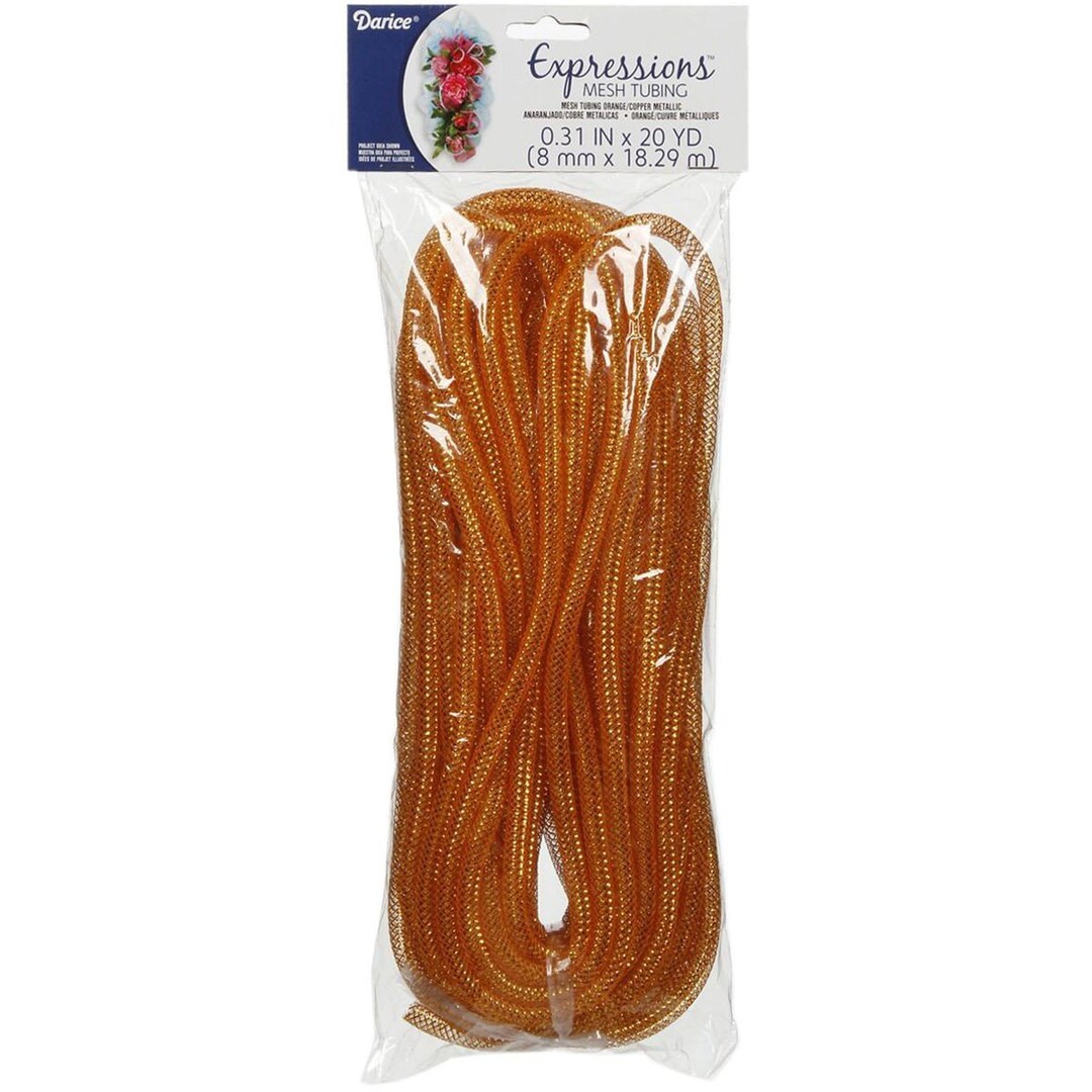 Expressions Mesh Tubing - Orange With Copper Metallic - 8mm X 20 Yards ...