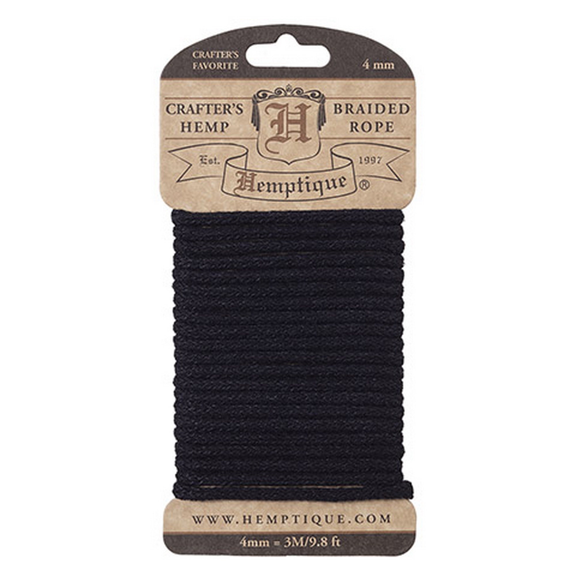 Hemptique Braided Hemp Rope: Black, 4 Millimeters X 9.8 Feet - 10039782 ...