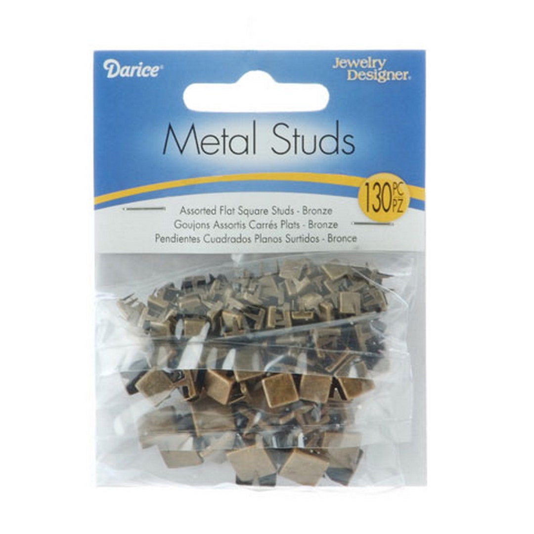 Flat Square Studs - Assorted - Bronze - 130 Pieces - 1999-6219 - Etsy