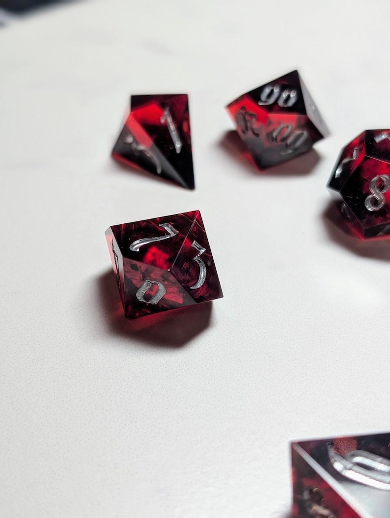 Red and Black Resin Dice Set - Sharp-edge - Dnd / Pathinder - Etsy