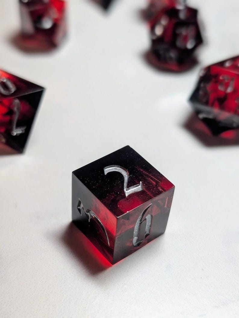 Red and Black Resin Dice Set - Sharp-edge - Dnd / Pathinder - Etsy