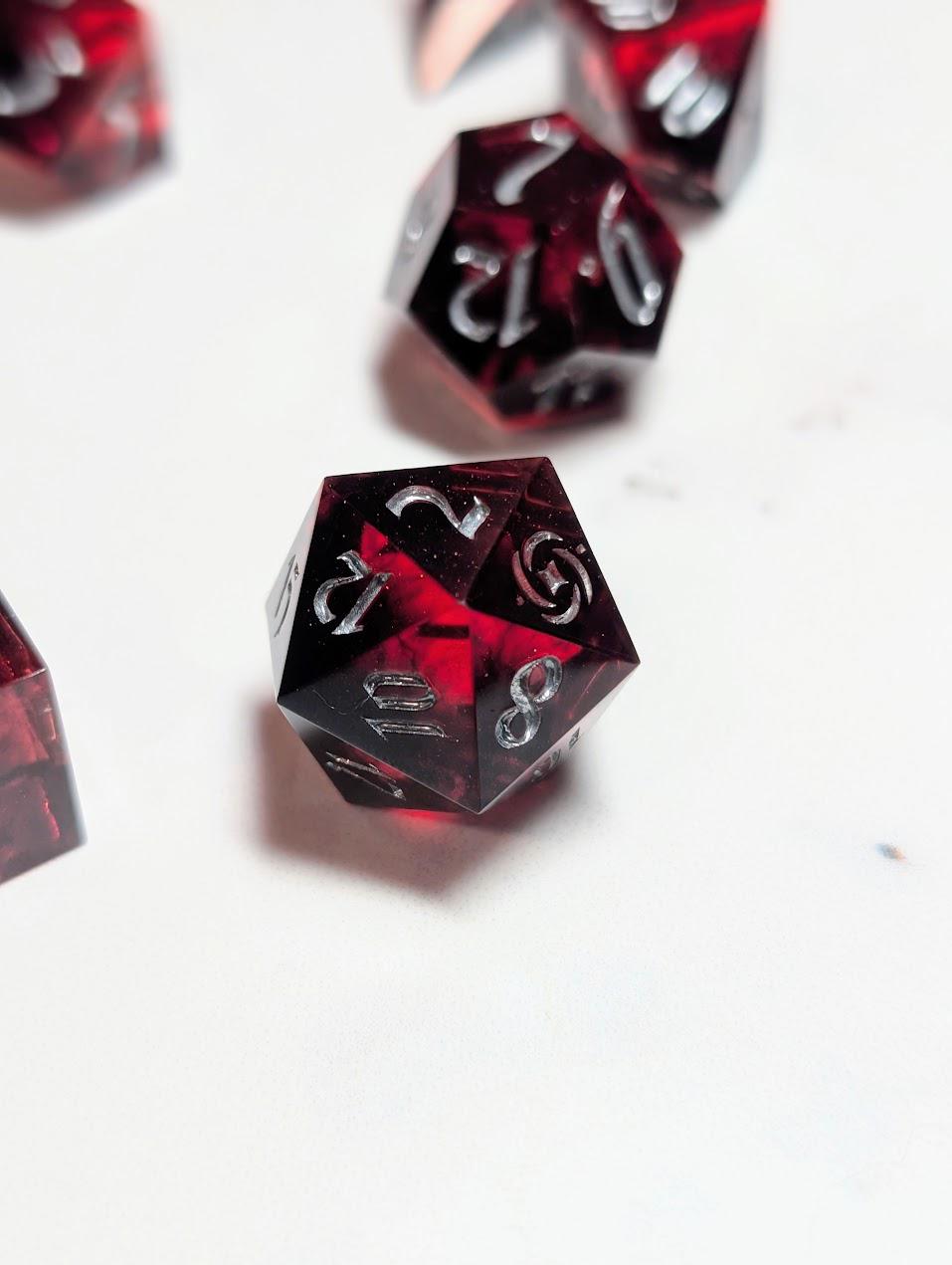 Red and Black Resin Dice Set - Sharp-edge - Dnd / Pathinder - Etsy