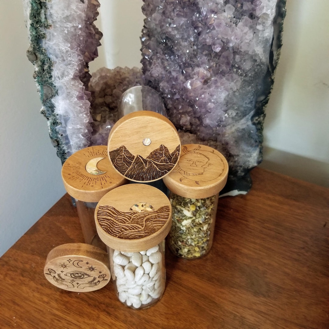 4oz Wooden Jar With Engraved Lid - Etsy