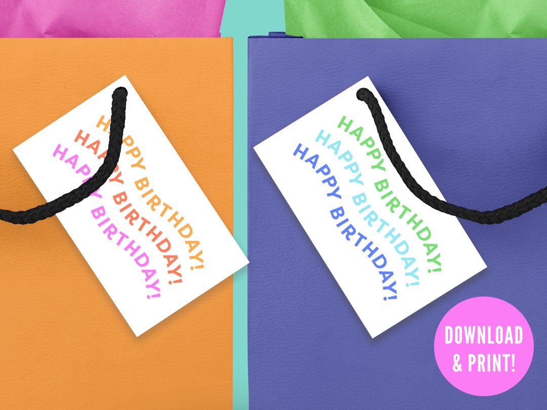 Happy Birthday Gift Tags Instant Download and Print Cute - Etsy