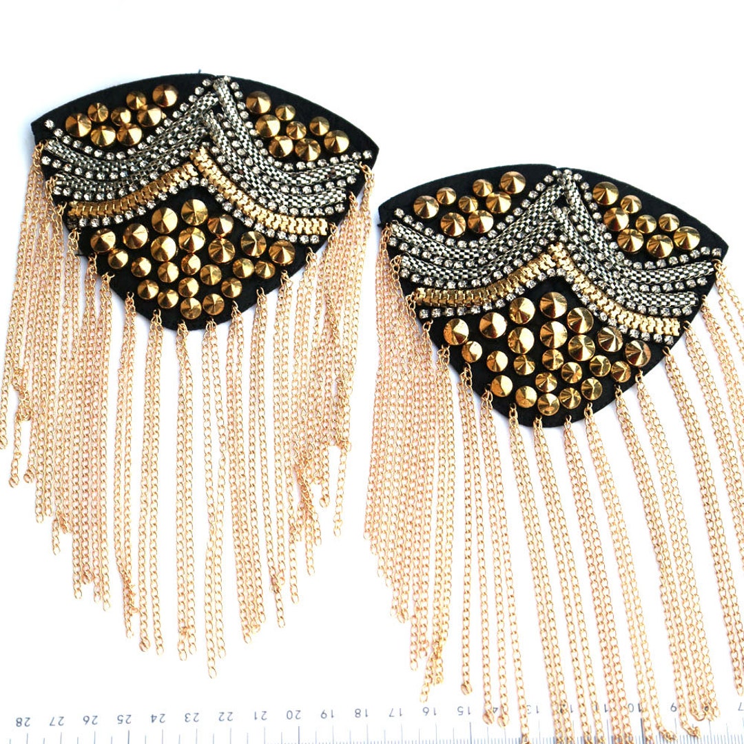 2pcs/set Tassel Luxury Beaded Epaulettes for Clothes Punk Wind Coat ...