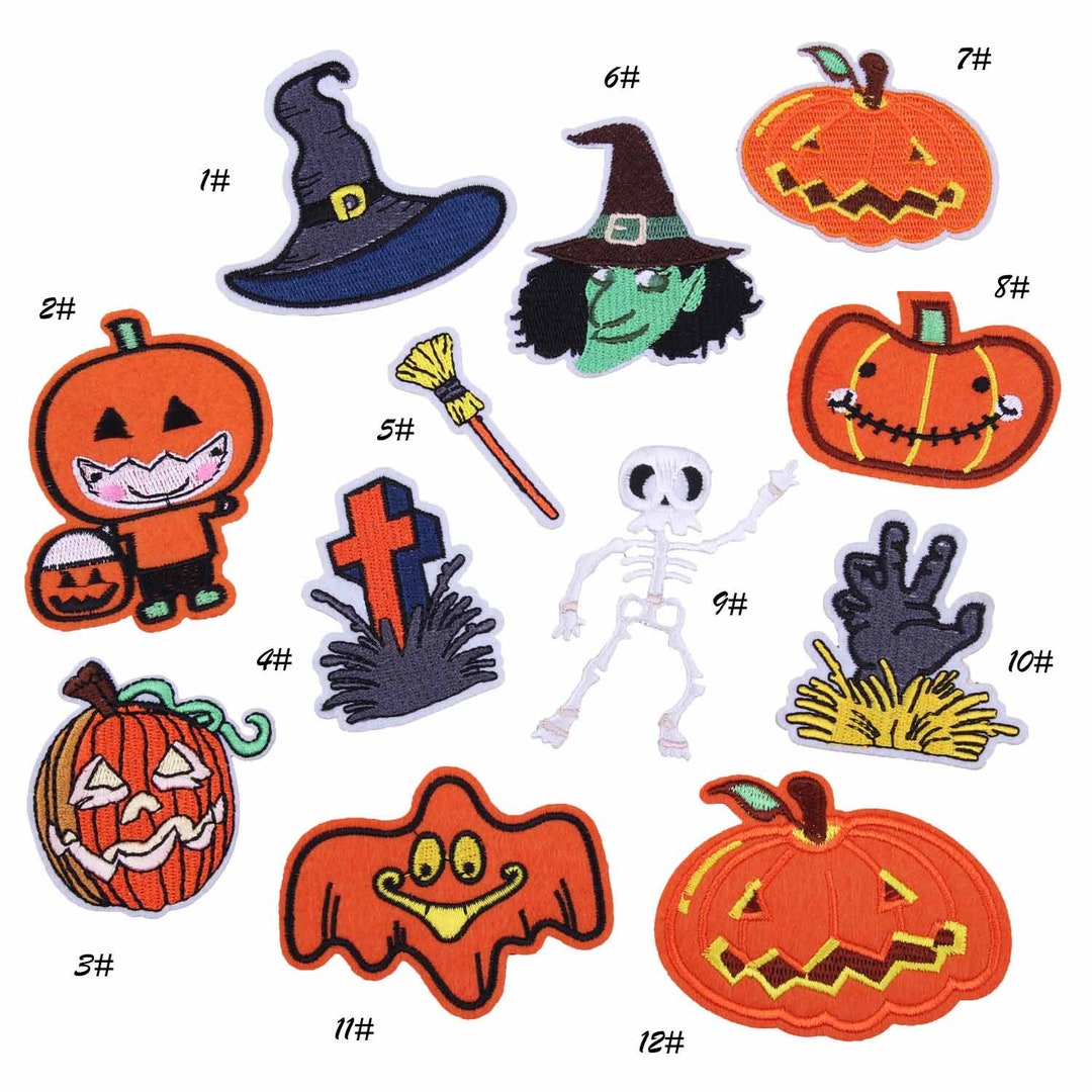 12pcs/set Embroidery Halloween Patches for Clothing Iron on Cute ...
