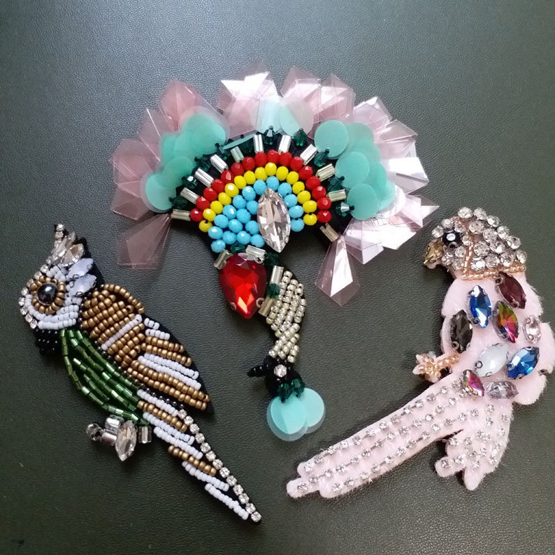 1pc 3D Color Bird Handmade Rhinestone Beaded Patches for - Etsy