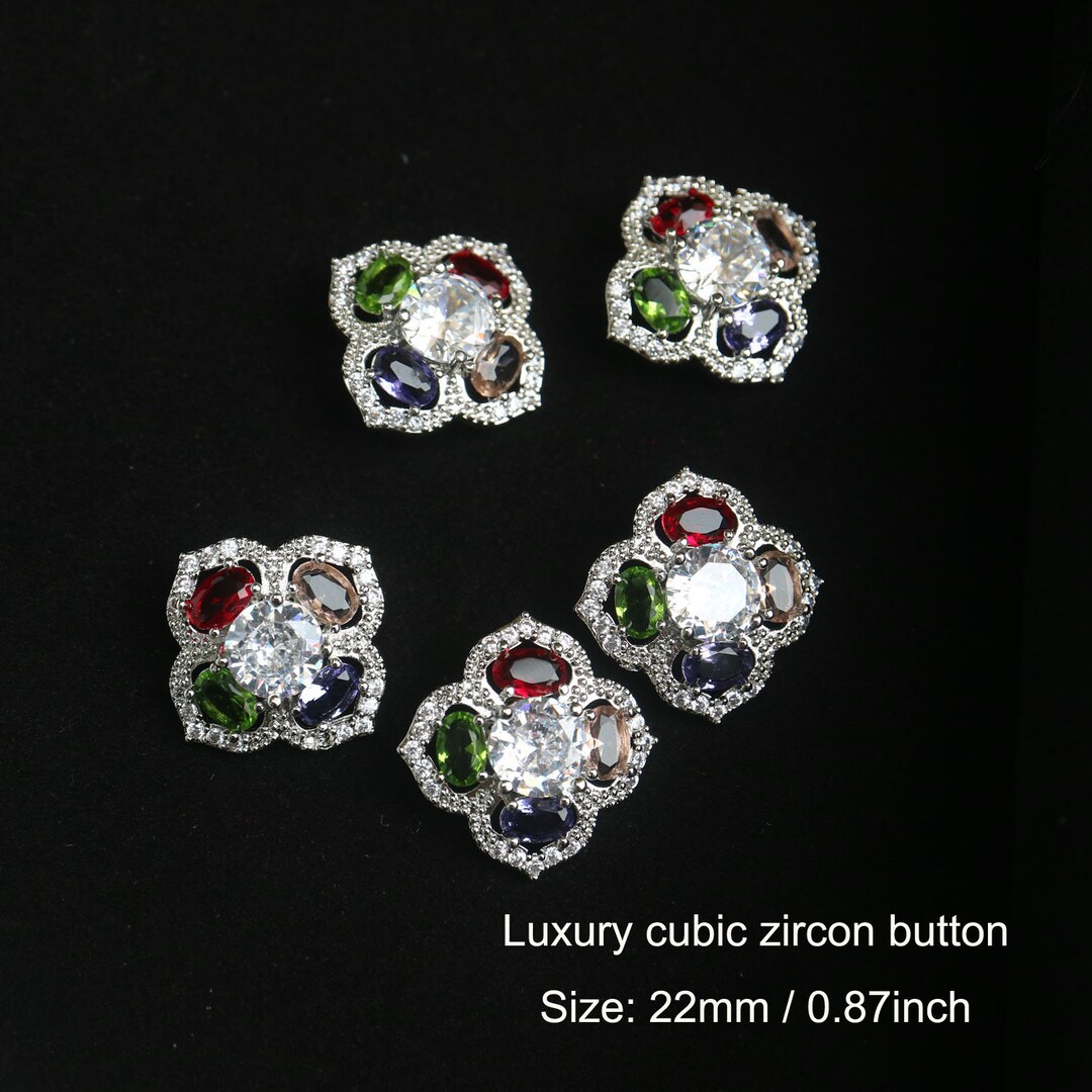 5pcs/lot Rhinestone Crystal Fur Buttons Cubic Zirconia Button for Coat ...
