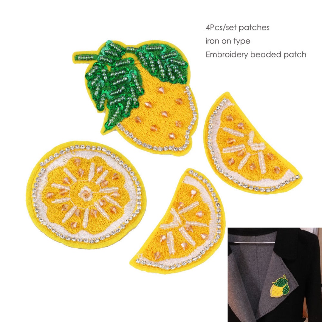 4pcs/set Orange Handmade Sequins Beaded Patches for Clothing DIY ...