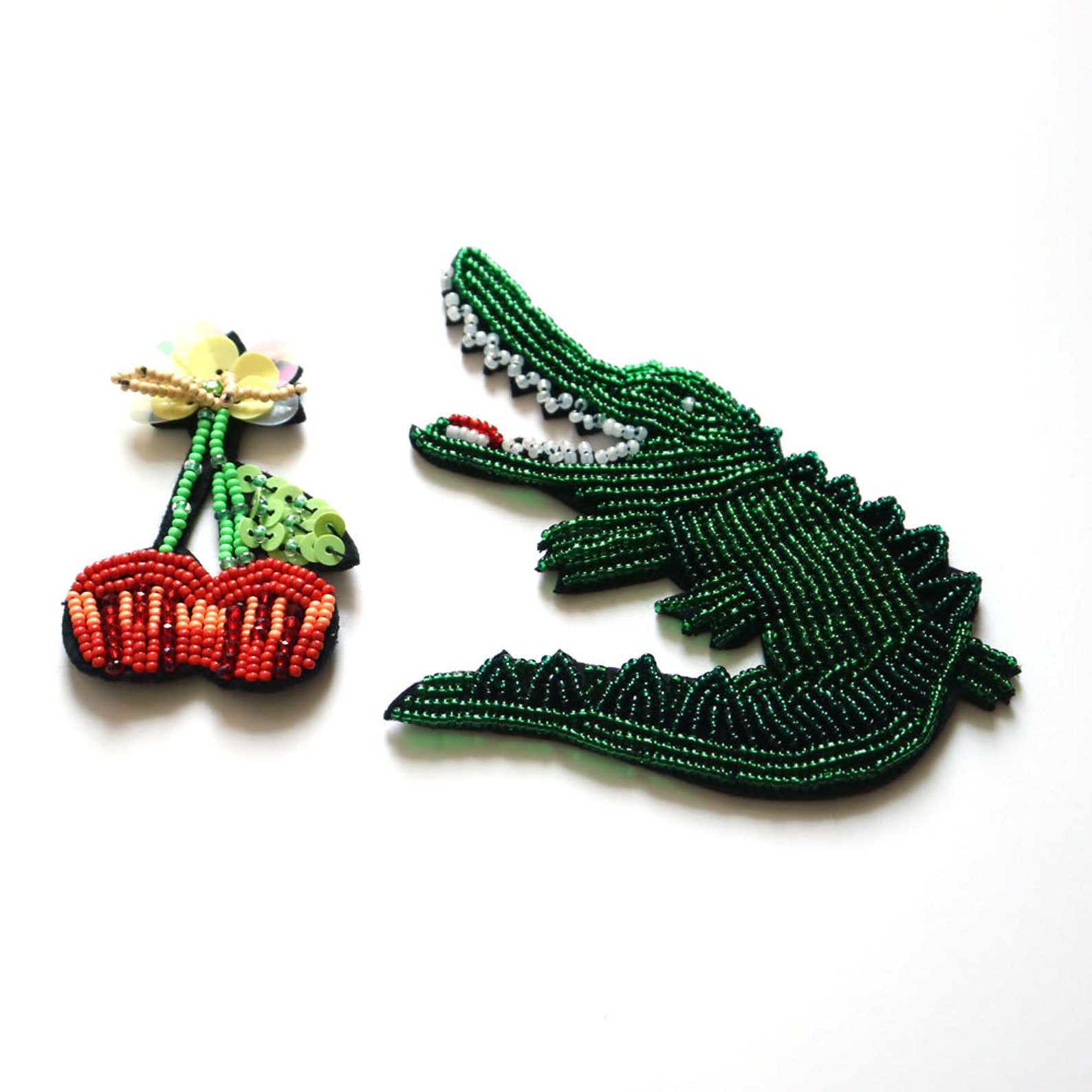 2PC/LOT Fashion cherry patch Rhinestone beaded Patches for | Etsy