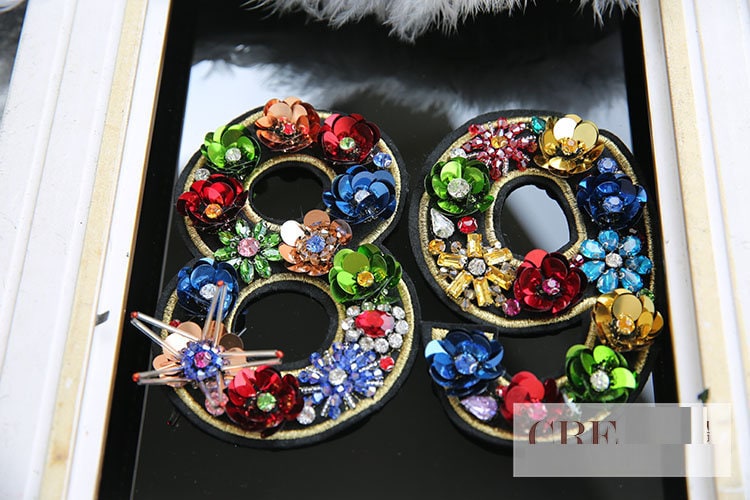 1pc Number 3D Handmade Rhinestone Patches for Clothing DIY Sew on ...
