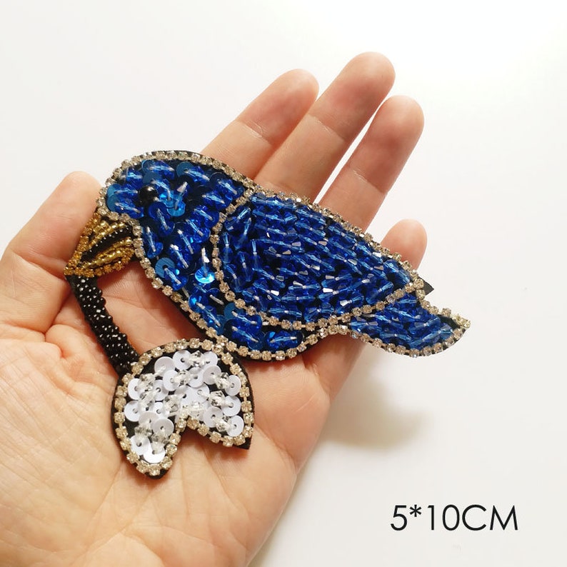 3D Bird Flowers Peacock Handmade Rhinestone Beaded Patch for - Etsy