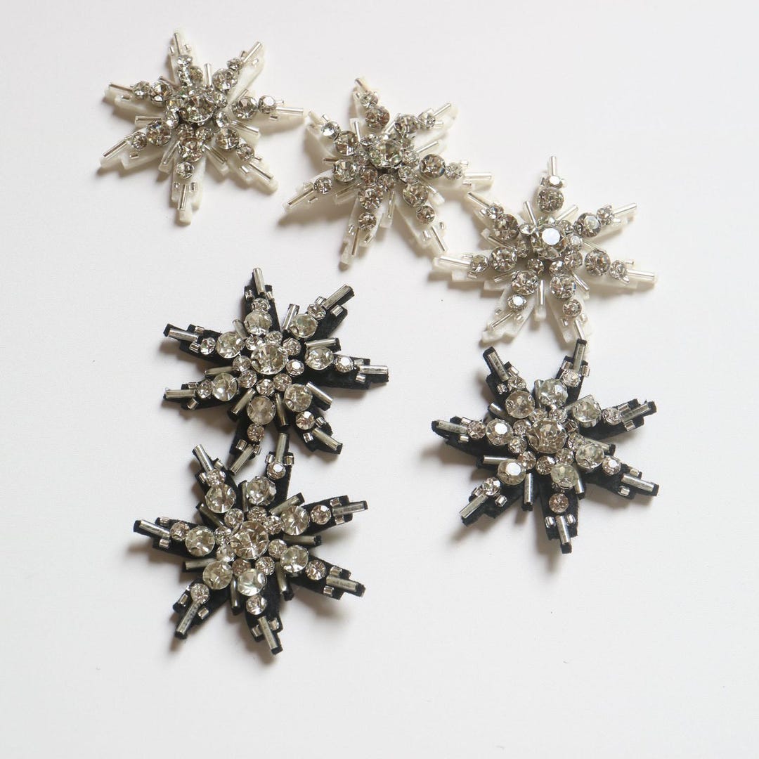 3pc/lot 3D Handmade Rhinestone Beaded Patches for Clothing Snowflake ...