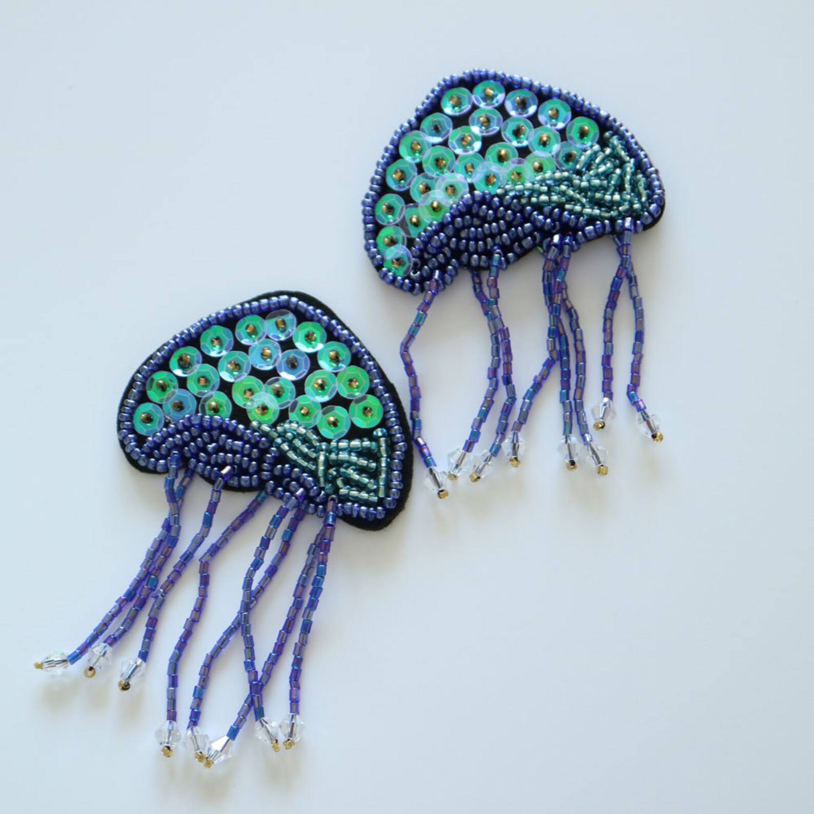 2pc/lot Jellyfish Beaded Patches for Clothing Sew on Patch Decorative ...