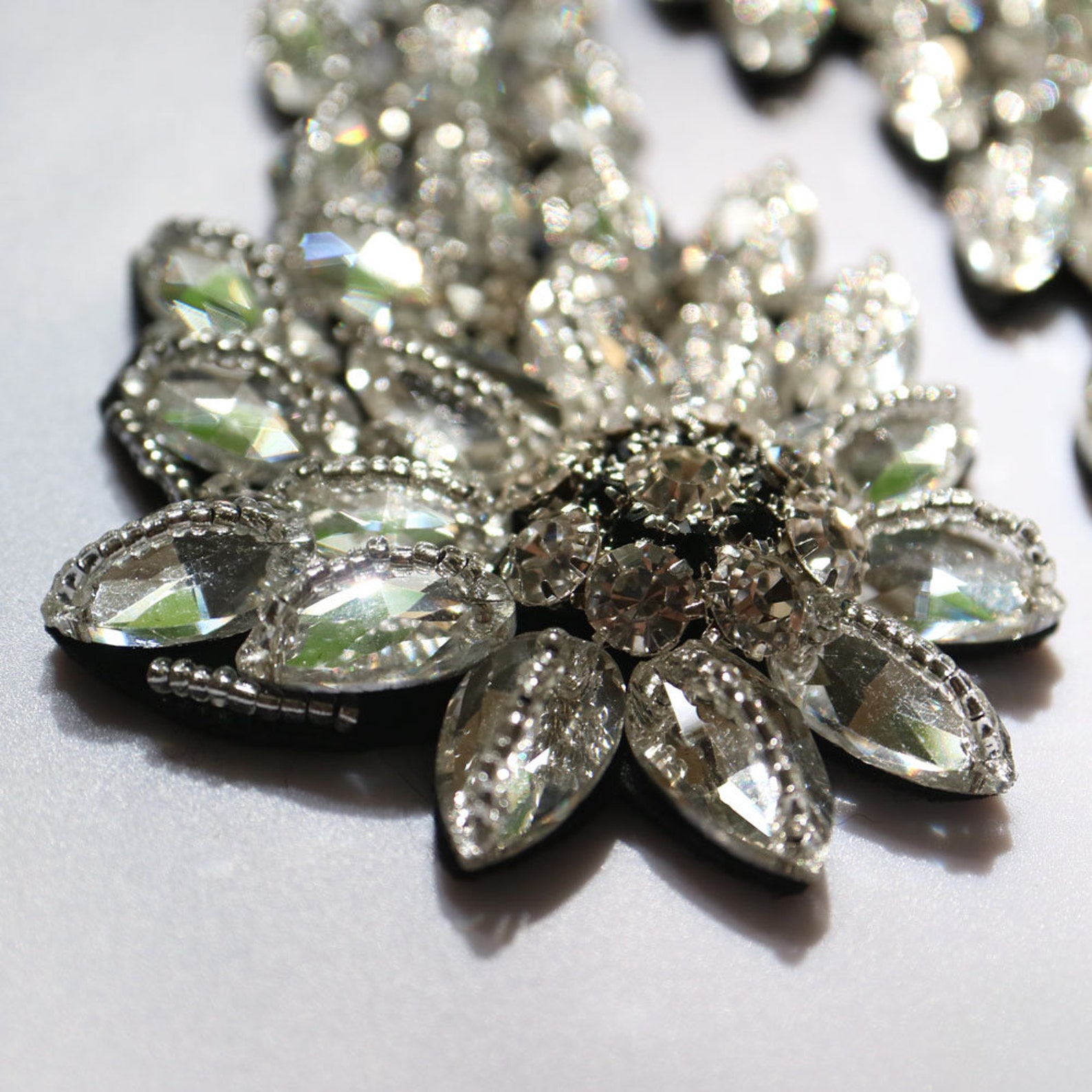 2pc/lot Glass Rhinestone Applique Sew on Beaded Flower Patches - Etsy