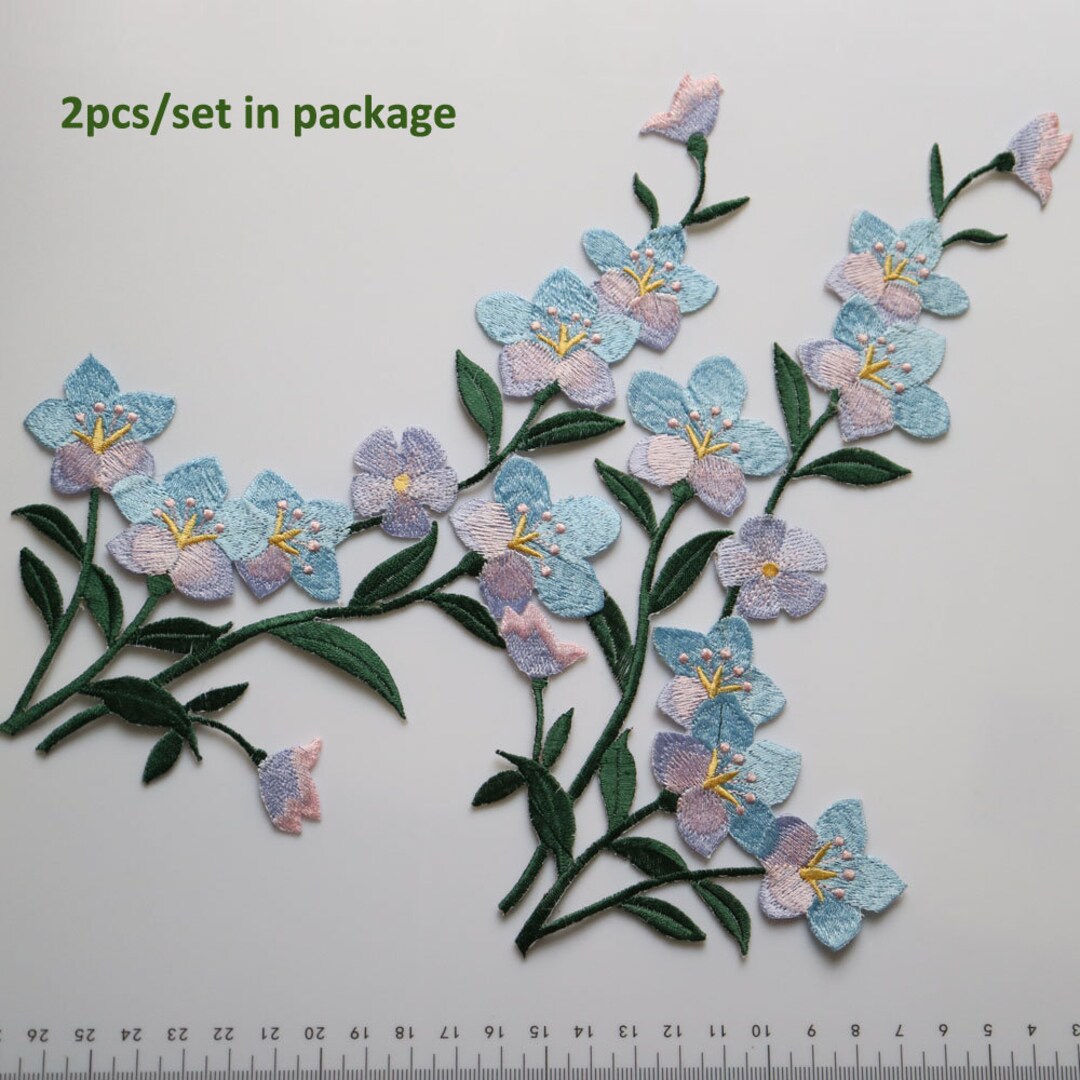 1pair Long Floral Embroidered Patches for Clothing Iron on - Etsy
