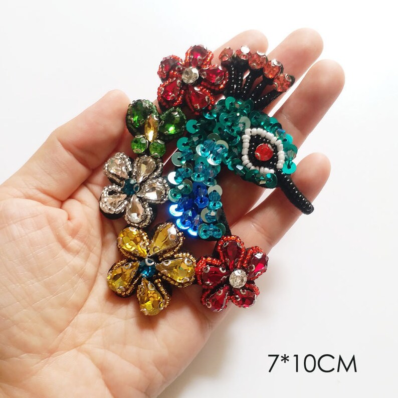 3D Bird Flowers Peacock Handmade Rhinestone Beaded Patch for - Etsy
