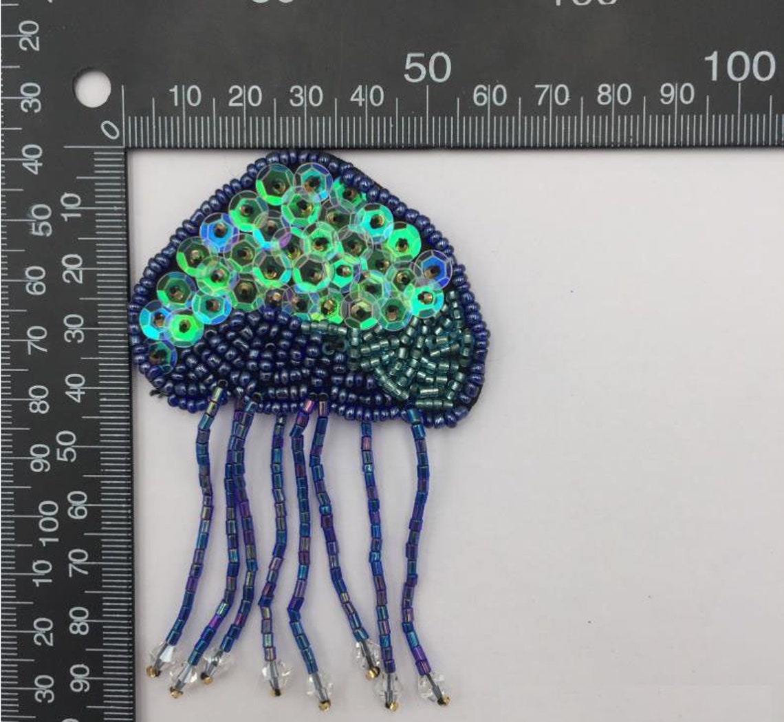 2pc/lot Jellyfish Beaded Patches for Clothing Sew on Patch Decorative ...