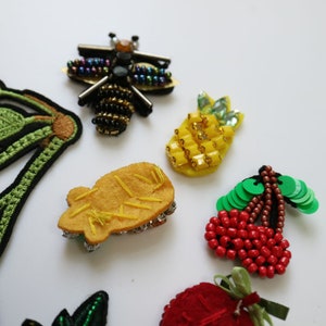 6pcs/lot 3D Fruits Beaded Patches for Clothing Sew on Patch Appliques ...