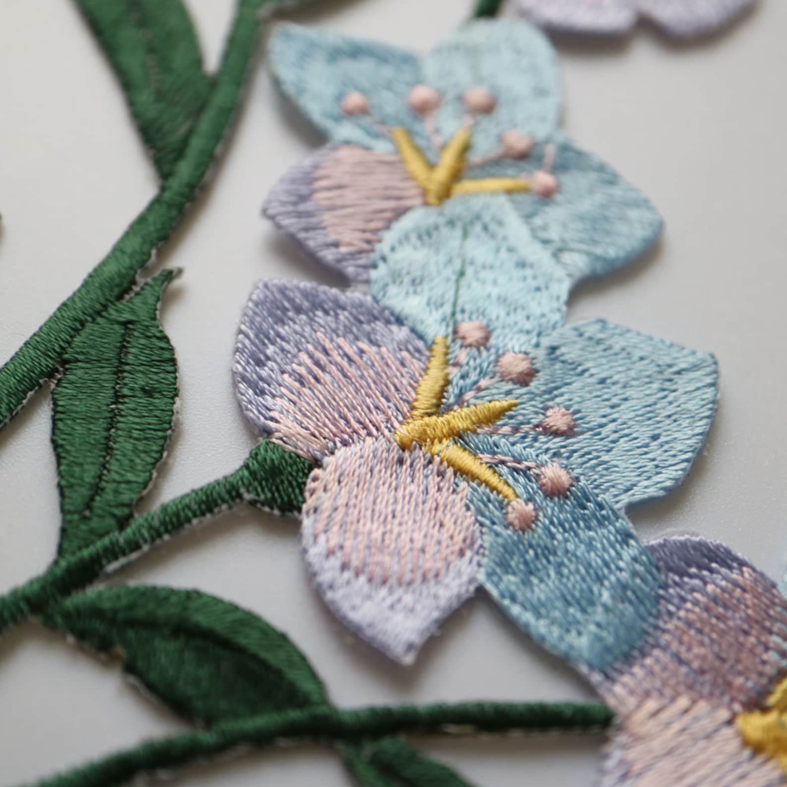 1pair Long Floral Embroidered Patches for Clothing Iron on Embroidery ...