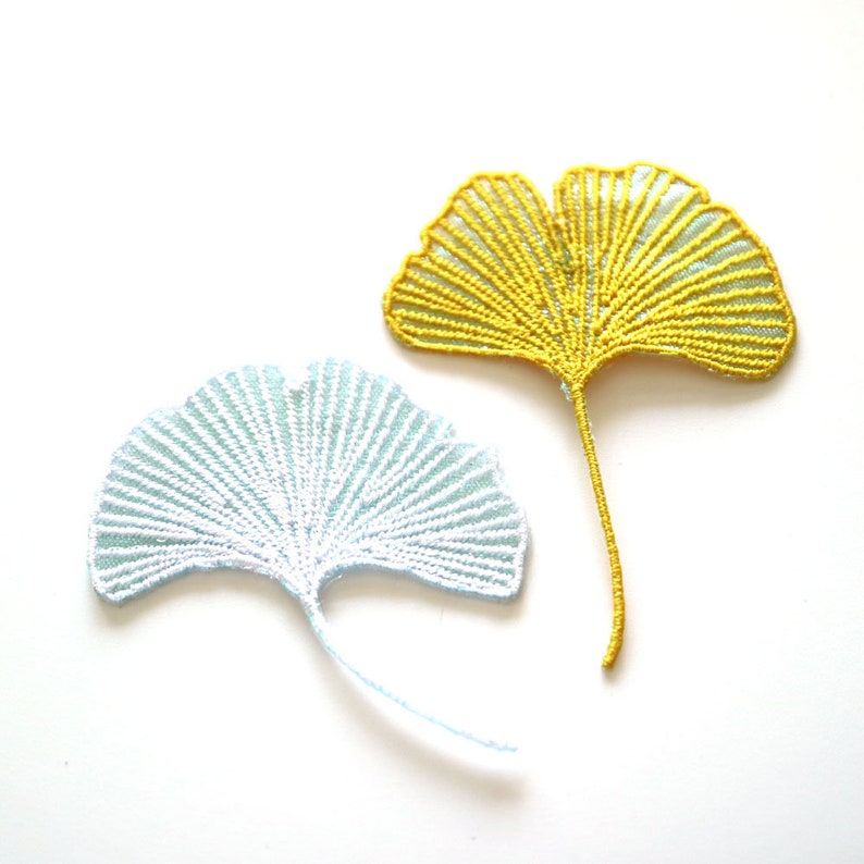 Fashion 4pc/set ironing ginkgo embroidery patches iron on | Etsy