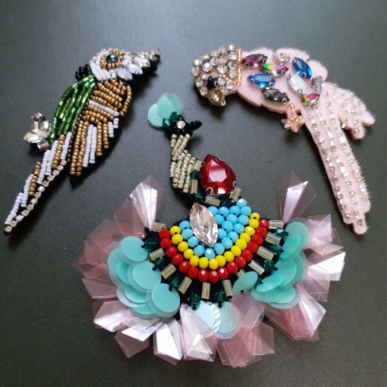 1pc 3D Color Bird Handmade Rhinestone Beaded Patches for - Etsy