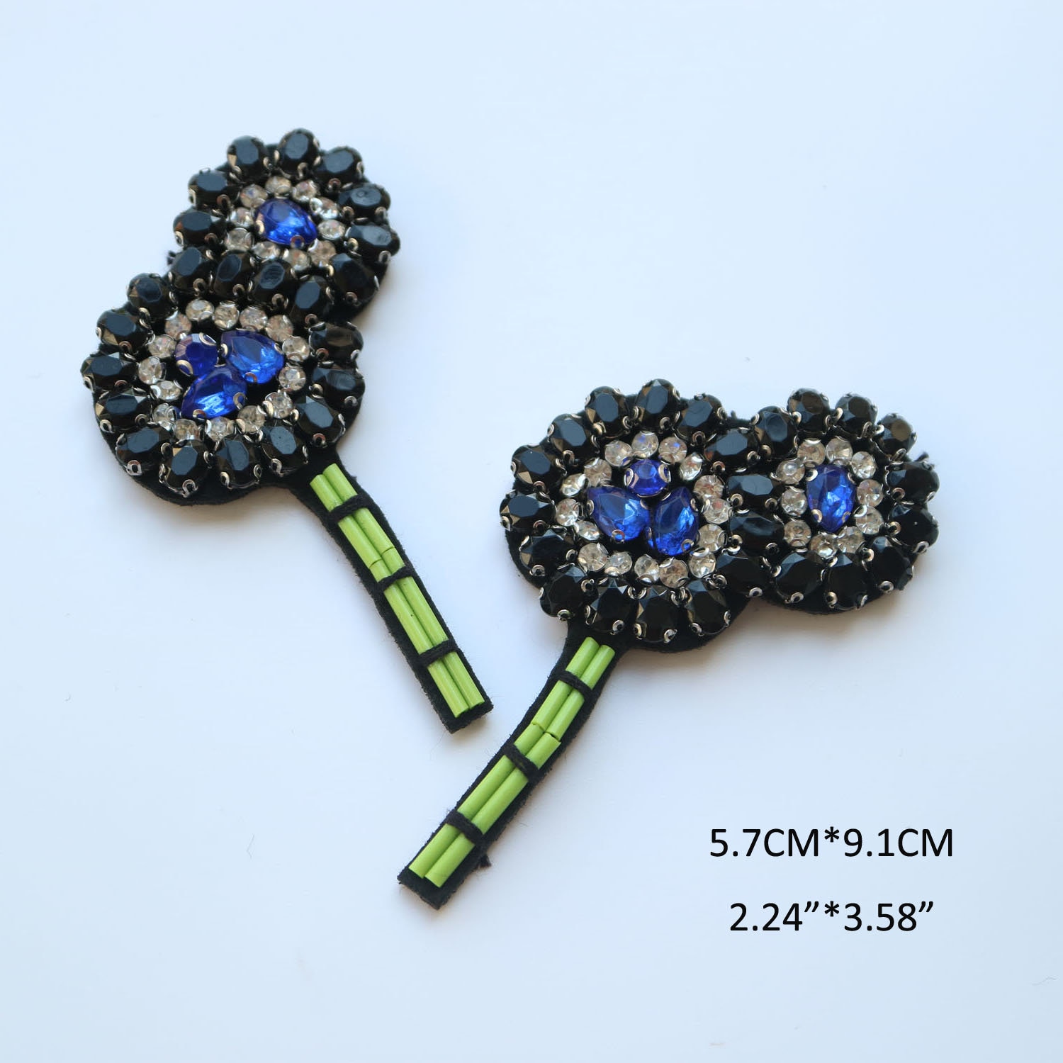 2pc/lot Beaded Embroidered Patches for Clothing Sew on Rhinestone ...