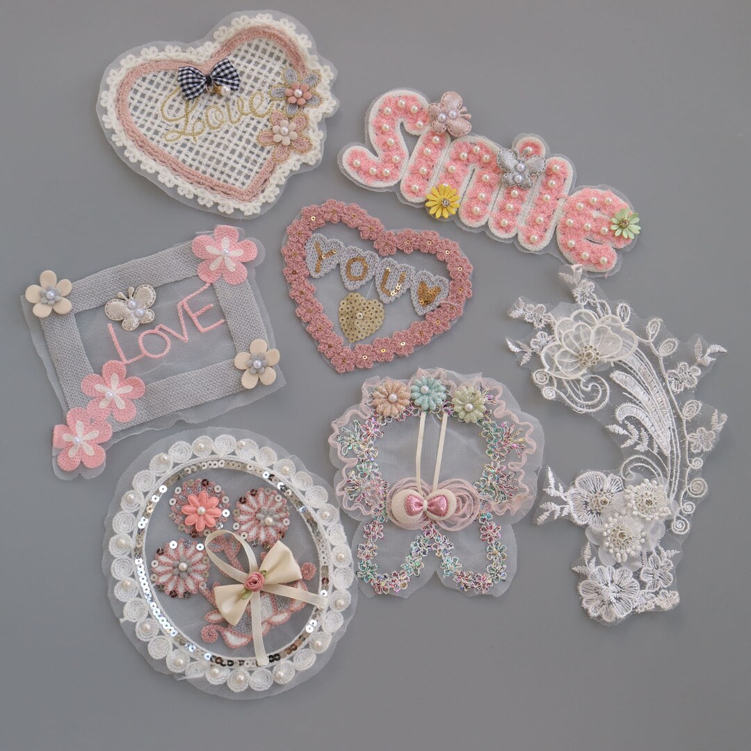 7pc/lot 3D Flower Beaded Patches for Clothing Sew on Patch Decorative ...