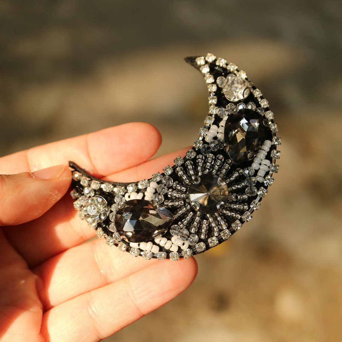 Fashion 3D Handmade Moon Patches for Clothing Rhinestone Embroidery ...