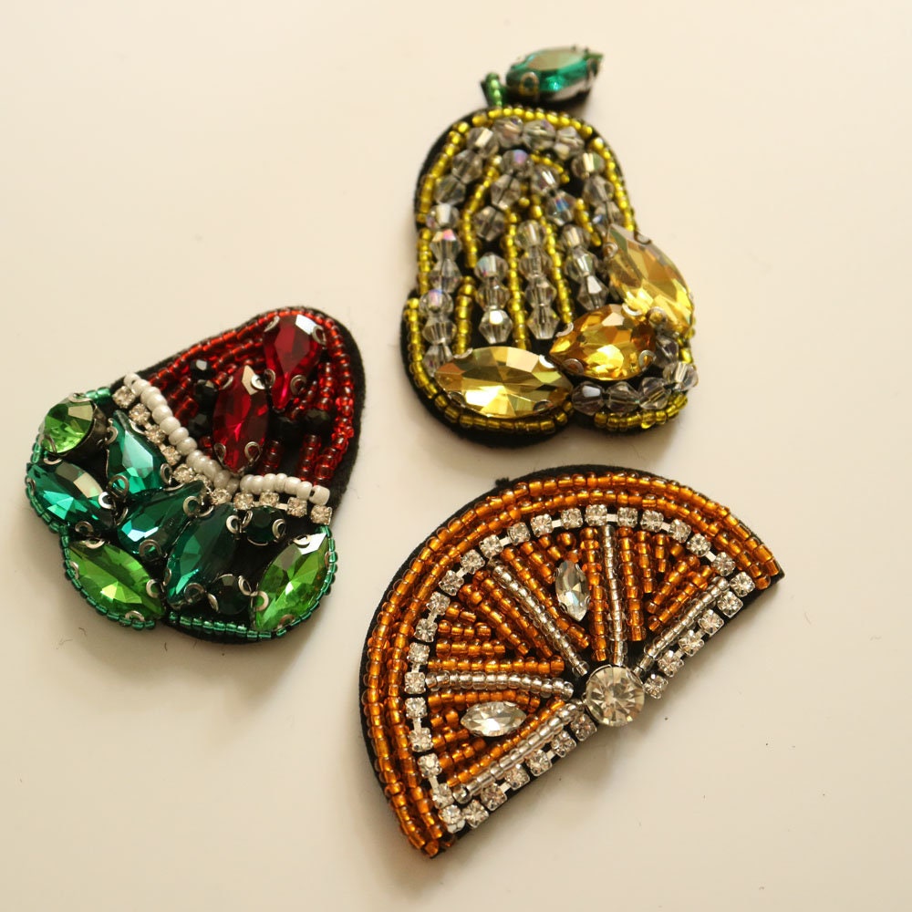 3pcs/lot DIY 3D friuts rhinestone beaded Patches for clothes | Etsy