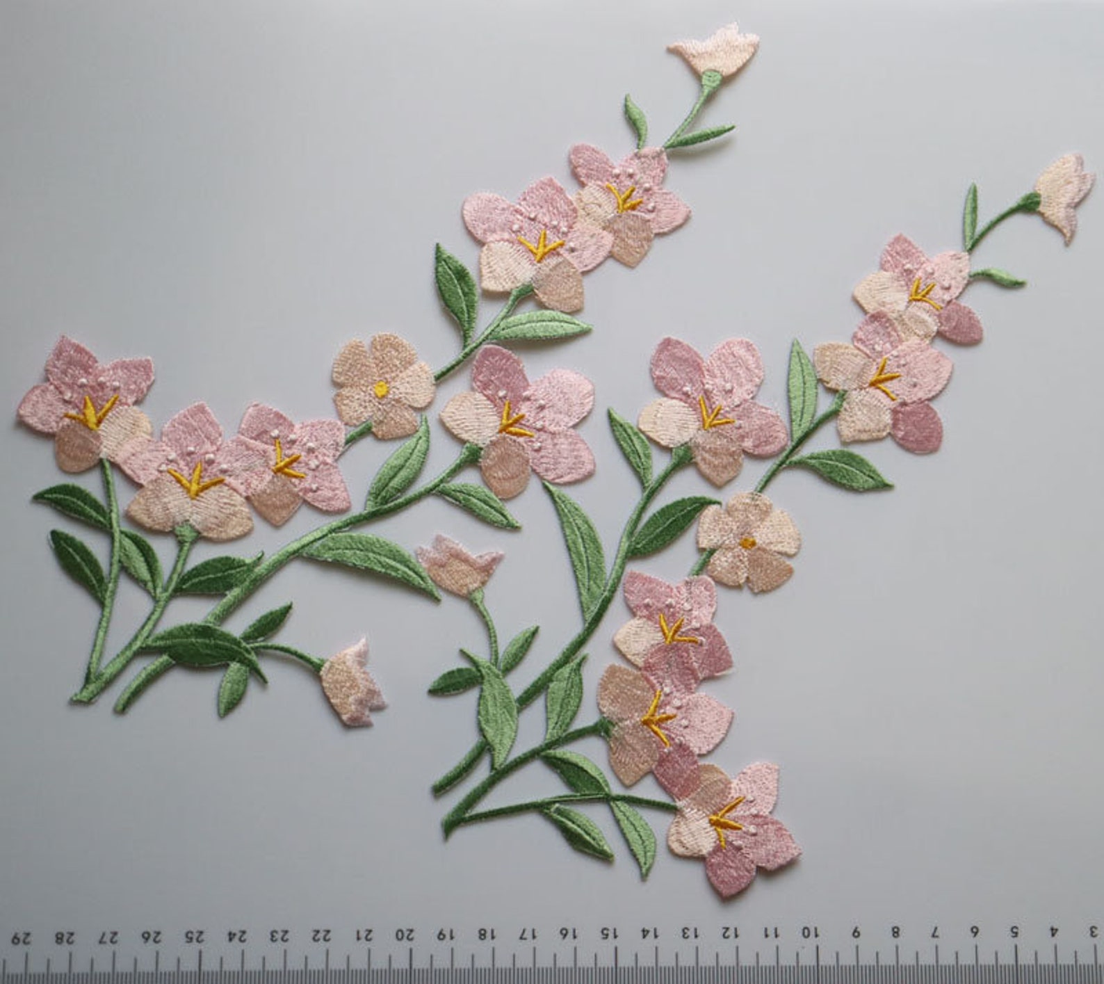 1pair Long Floral Embroidered Patches for Clothing Iron on Embroidery ...