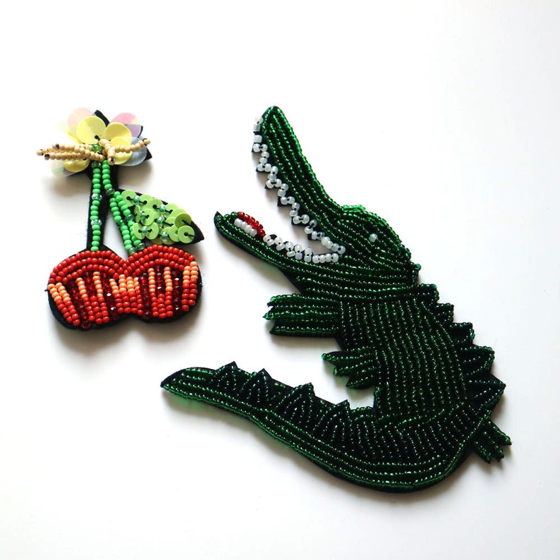 2PC/LOT Fashion Cherry Patch Rhinestone Beaded Patches for - Etsy