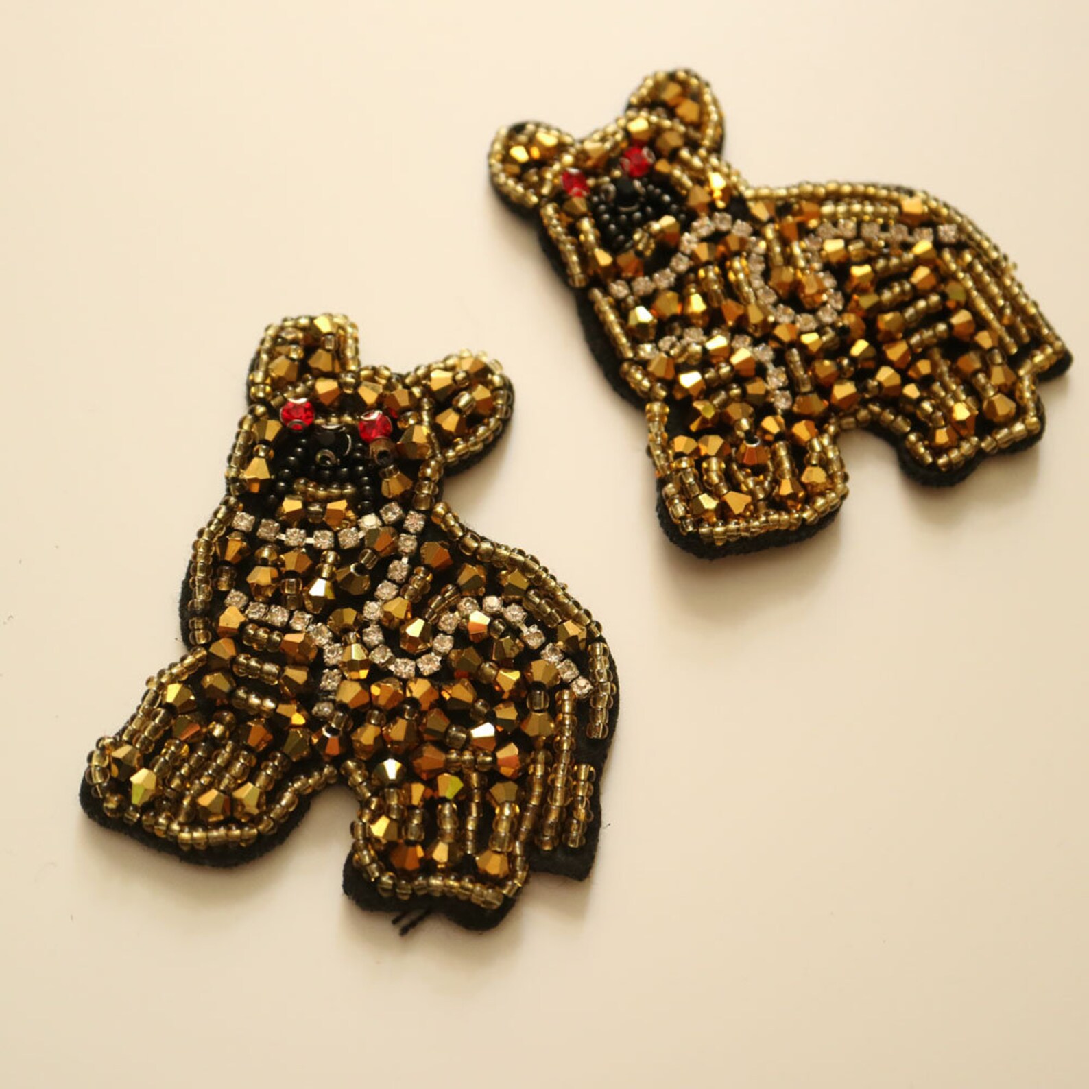2pcs/lot Lion Rhinestone Beaded Patches for Clothing Sew on - Etsy