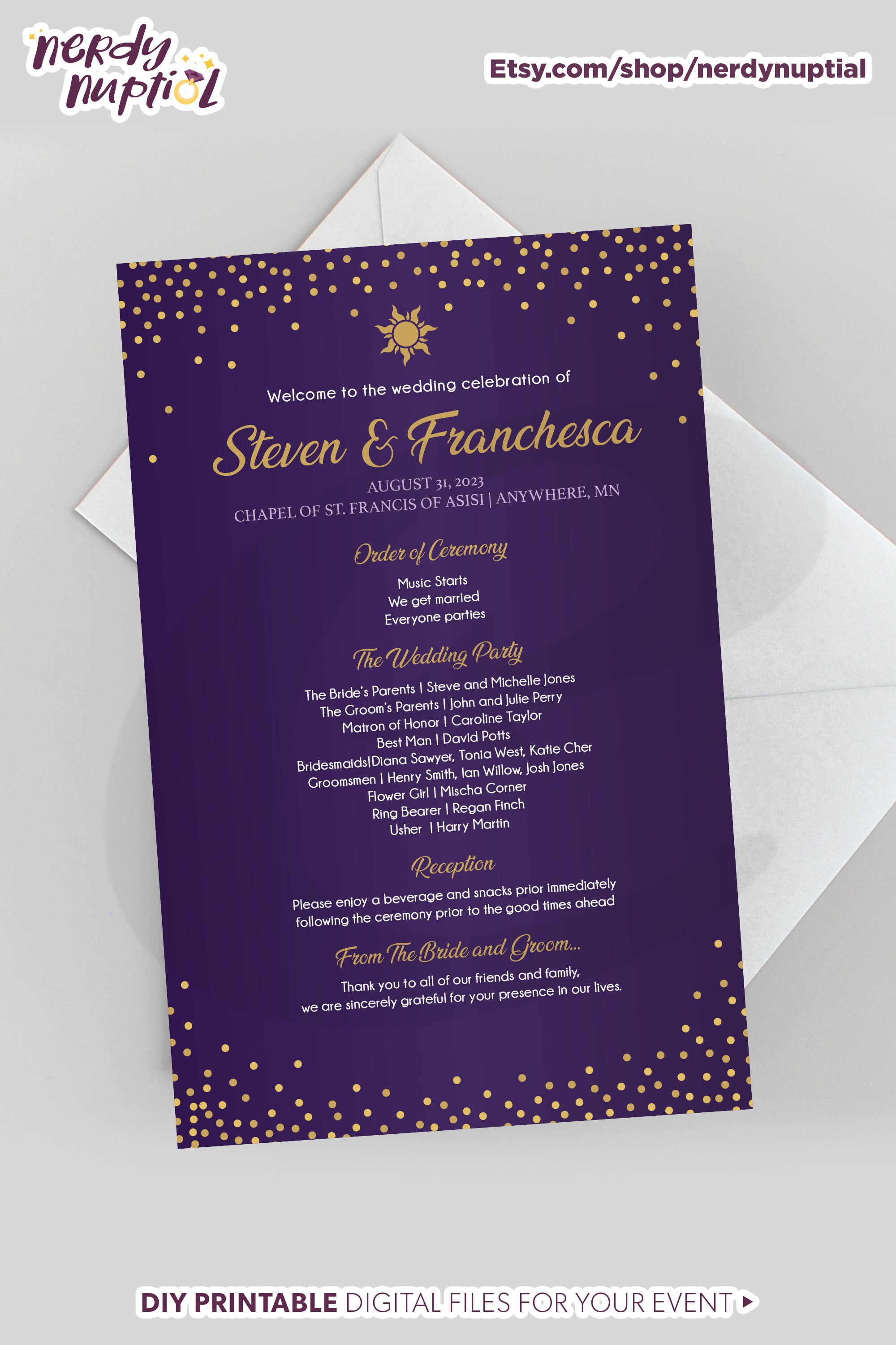 DIY Printable Rapunzel Tangled Wedding Detail Kit Program - Etsy