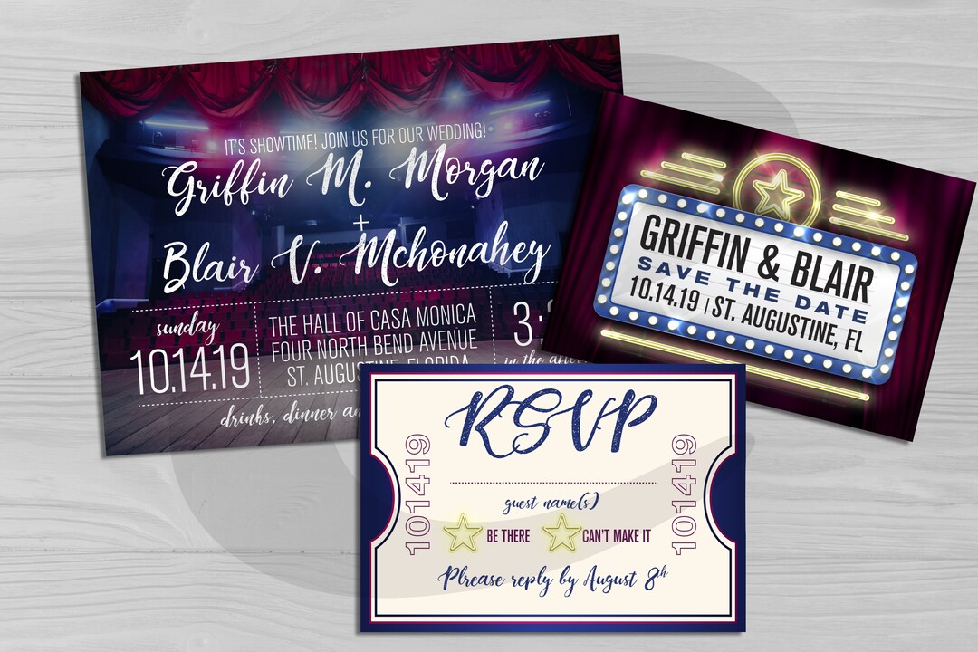 DIY Printable Broadway Film Cinema Theater Inspired Wedding Invite Save ...