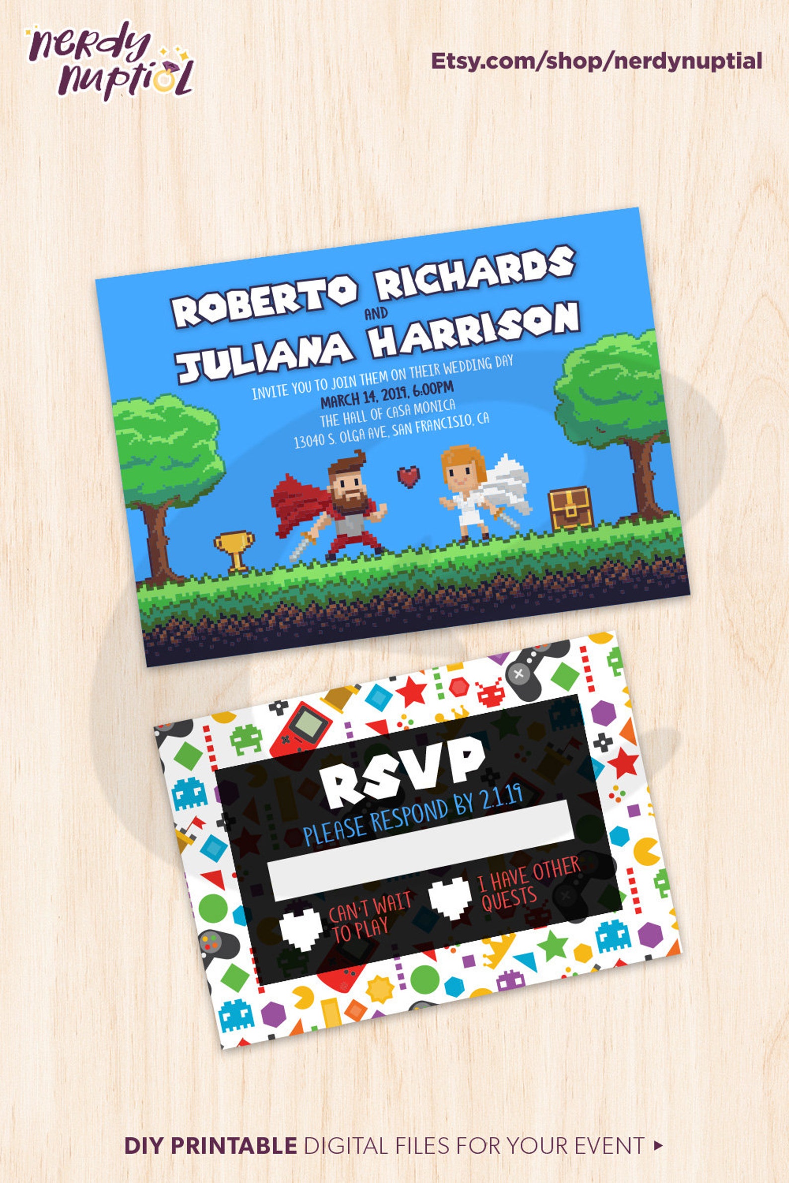 DIY Printable 8bit Video Game Wedding Invitation Save the - Etsy